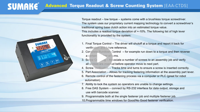 SUMAKE EAA-CTDS -Advanced Torque Readout & Screw Counting System