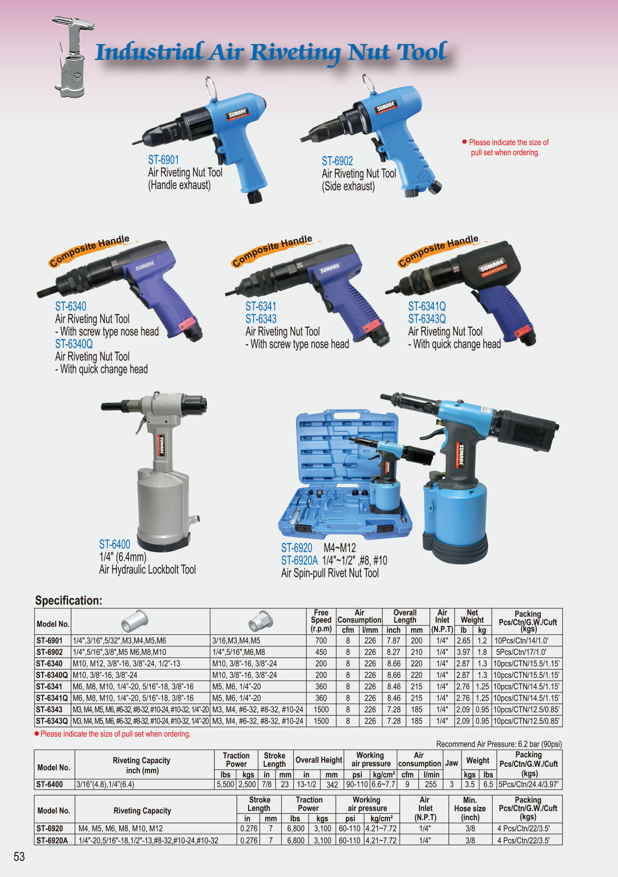 AIR HYDRAULIC SPIN-PULL RIVET NUT TOOL
